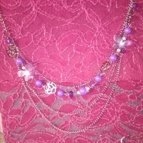 Jewelry | Multitiered Necklace Purple Butterfliesroses | Poshmark